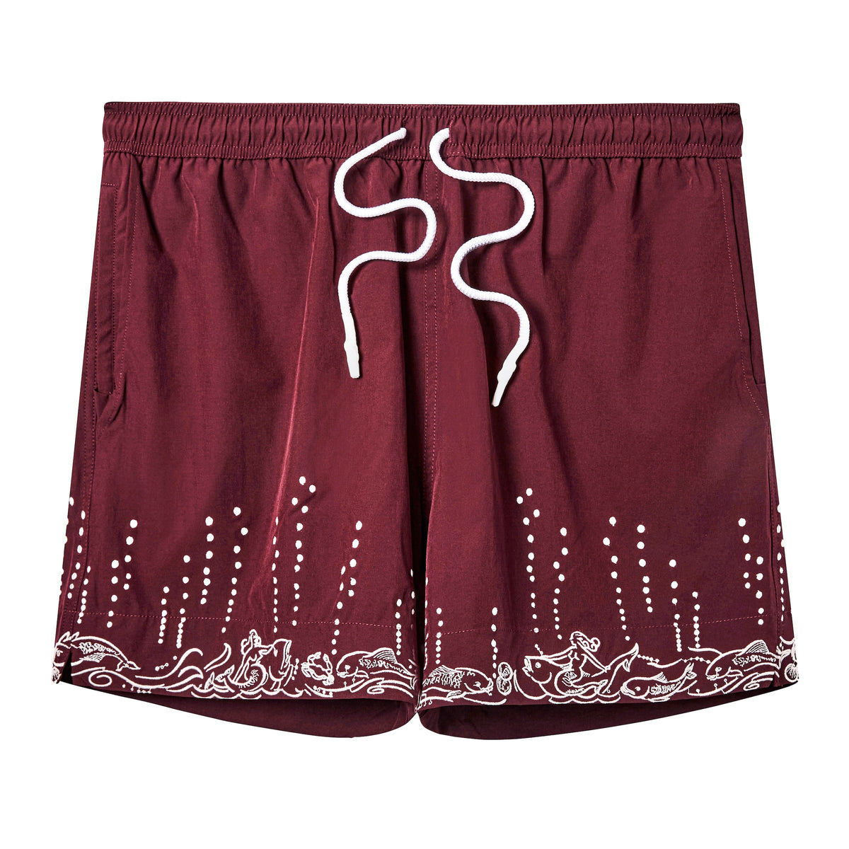 'Fruits De Mer' Swim Trunks (Burgundy) – Tombolo Company